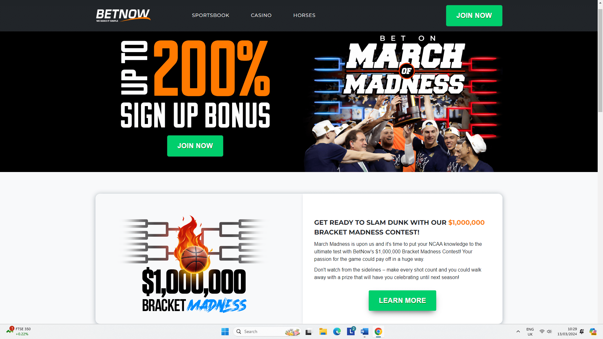 BetNow $1 Million March Madness Free Bracket Contest 2024